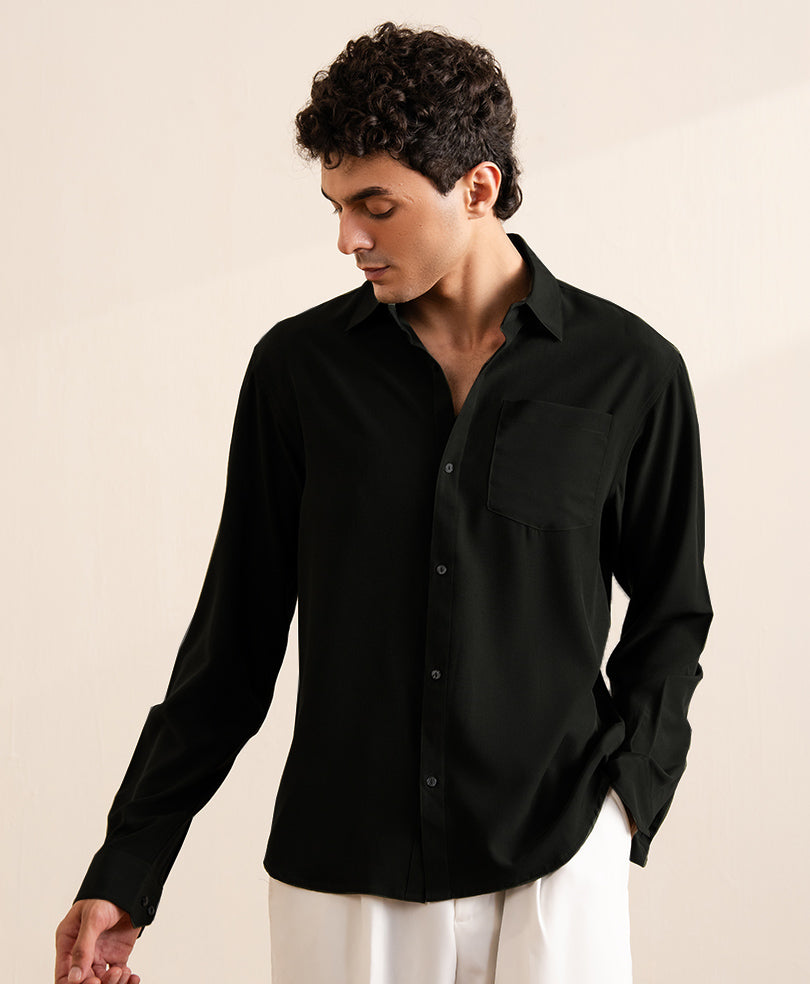 Black Classic Sleek Shirt - FITTED